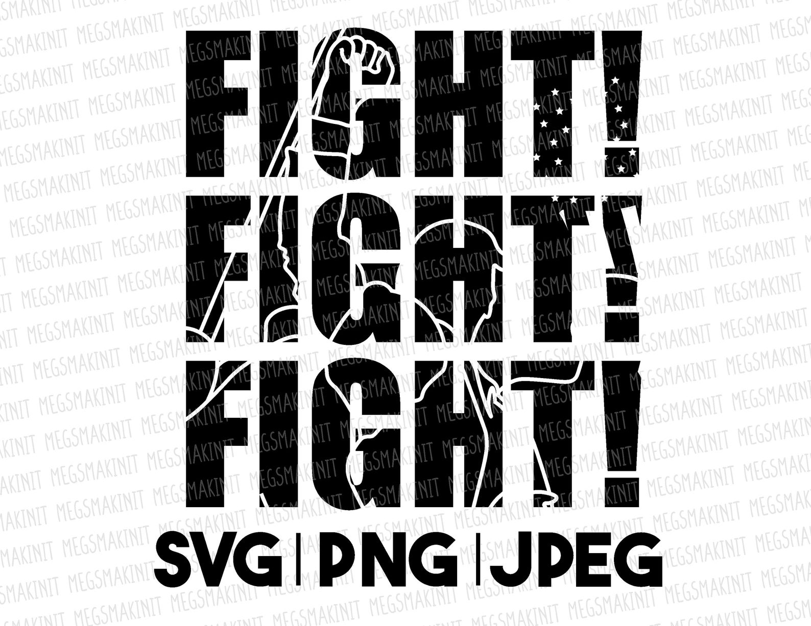 Fight! Fight! Fight! Outline Digital File SVG, PNG, JPEG - Etsy