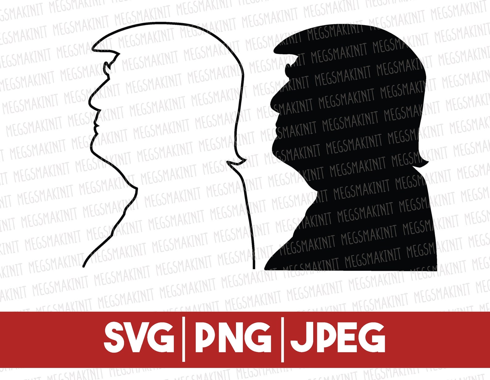 Trump Outline and Silhouette Digital Files SVG, PNG, JPEG - Etsy