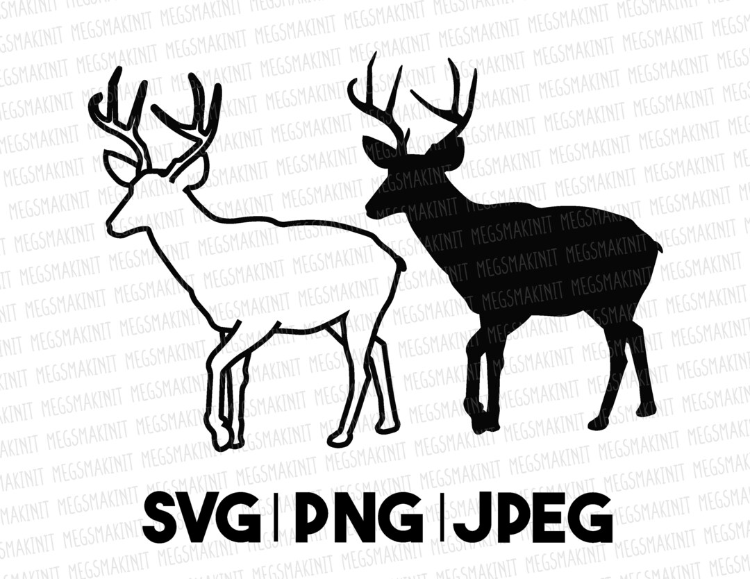 Deer Outline and Silhouette Digital Files SVG, PNG, JPEG - Etsy