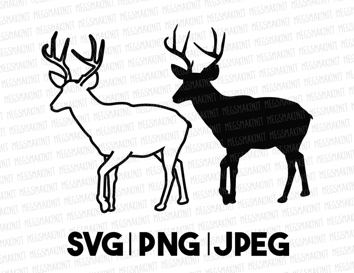 Deer Outline and Silhouette Digital Files SVG, PNG, JPEG - Etsy