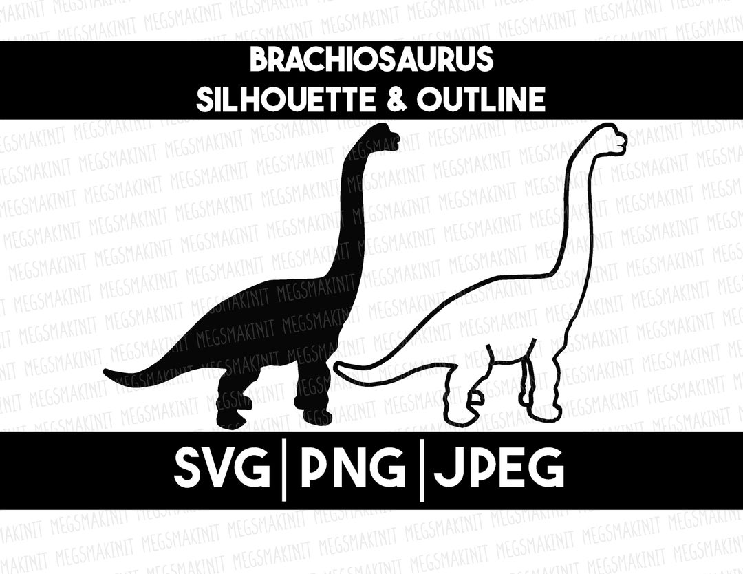 Brachiosaurus Outline and Silhouette Digital Files SVG, PNG, JPEG - Etsy