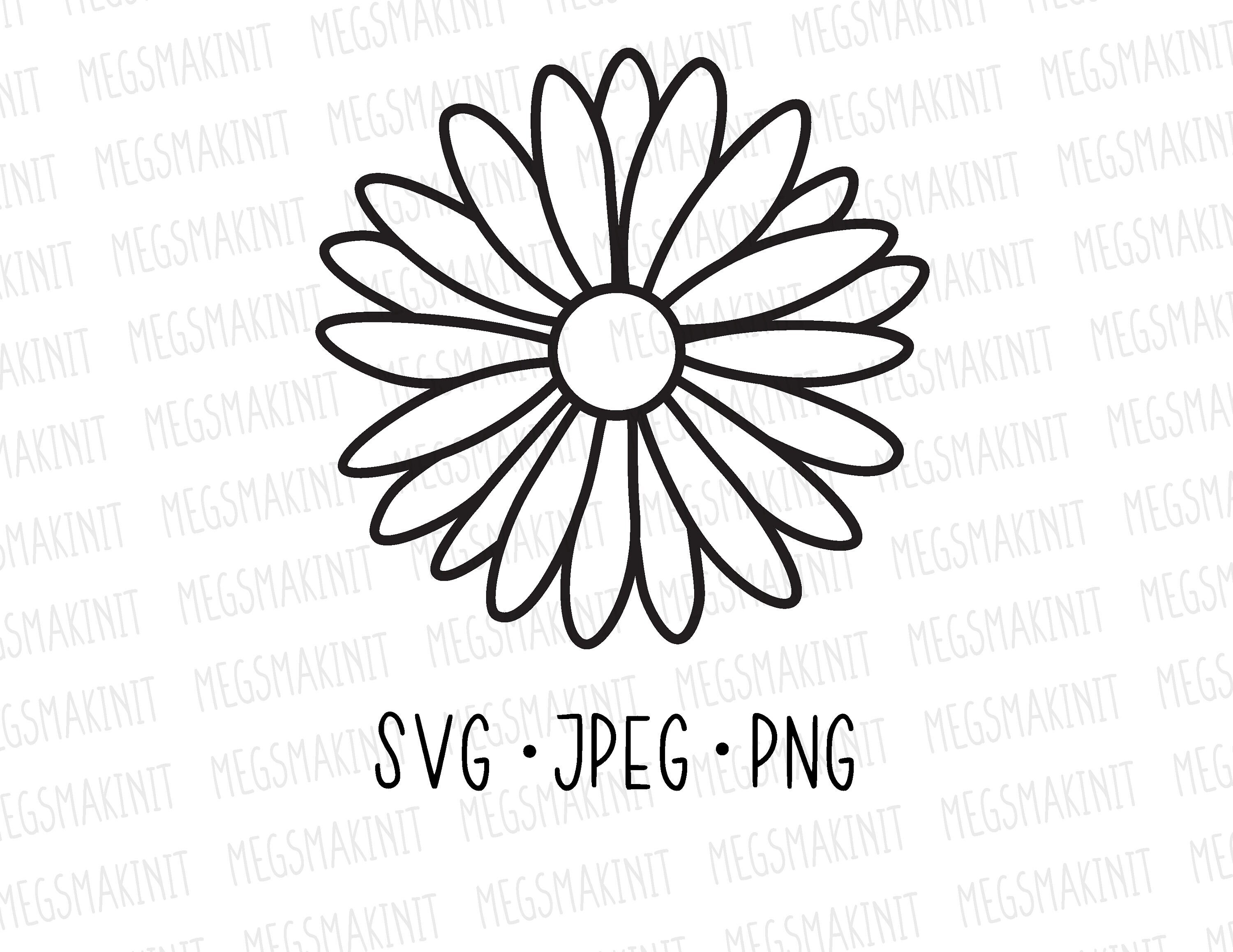 Daisy Outline SVG, PNG, JPEG Digital Files - Etsy