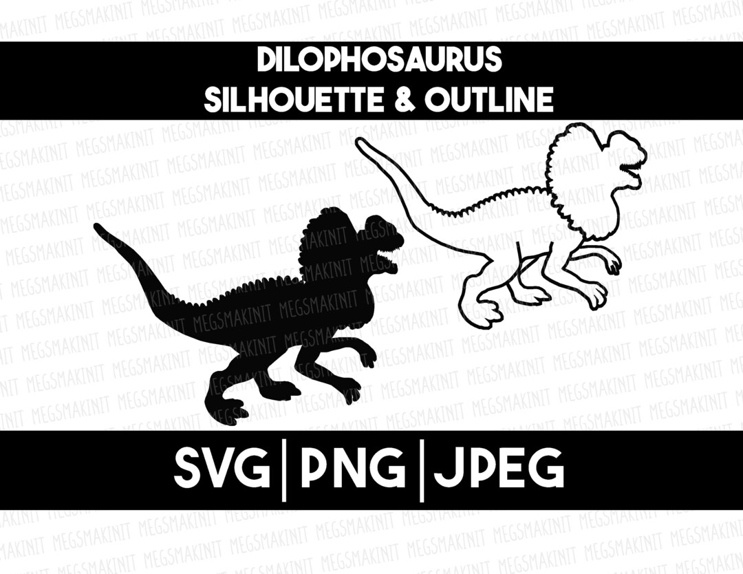 Dilophosaurus Outline and Silhouette Digital Files SVG, PNG, JPEG - Etsy