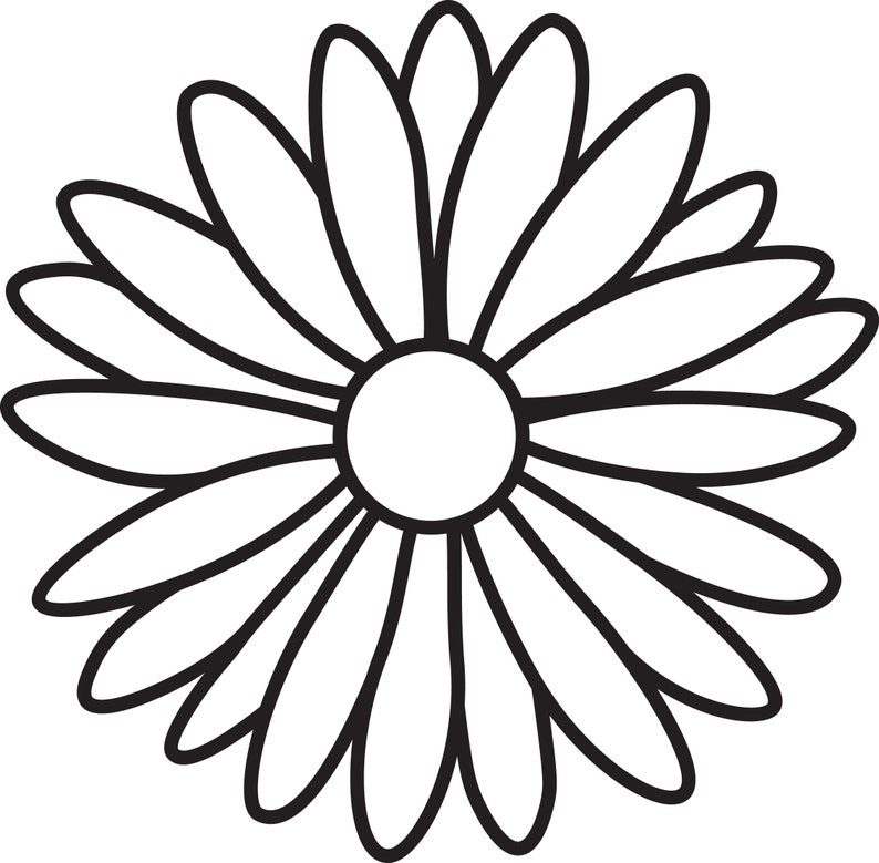 Daisy Outline SVG PNG JPEG Digital Files - Etsy