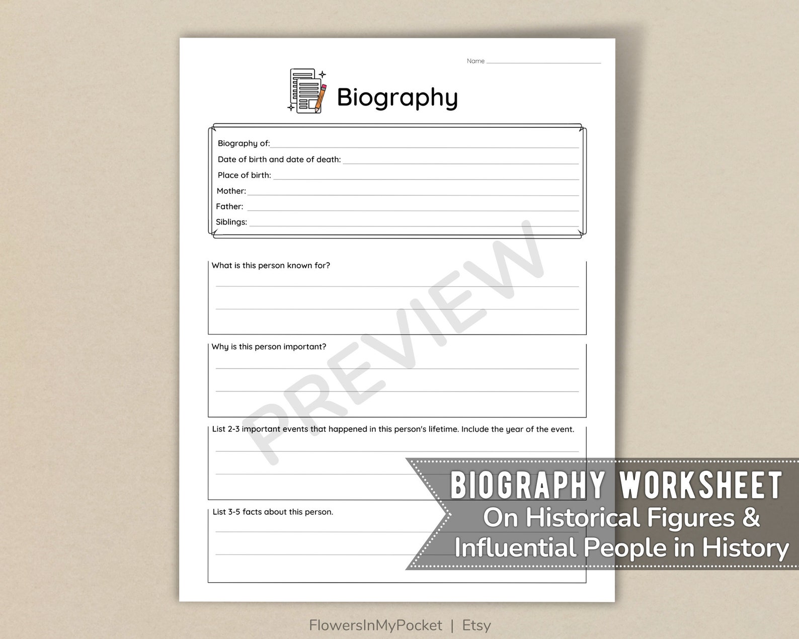 Biography Printable Worksheet on Historical Figures and Influential ...