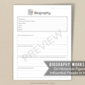 Biography Printable Worksheet on Historical Figures and Influential ...