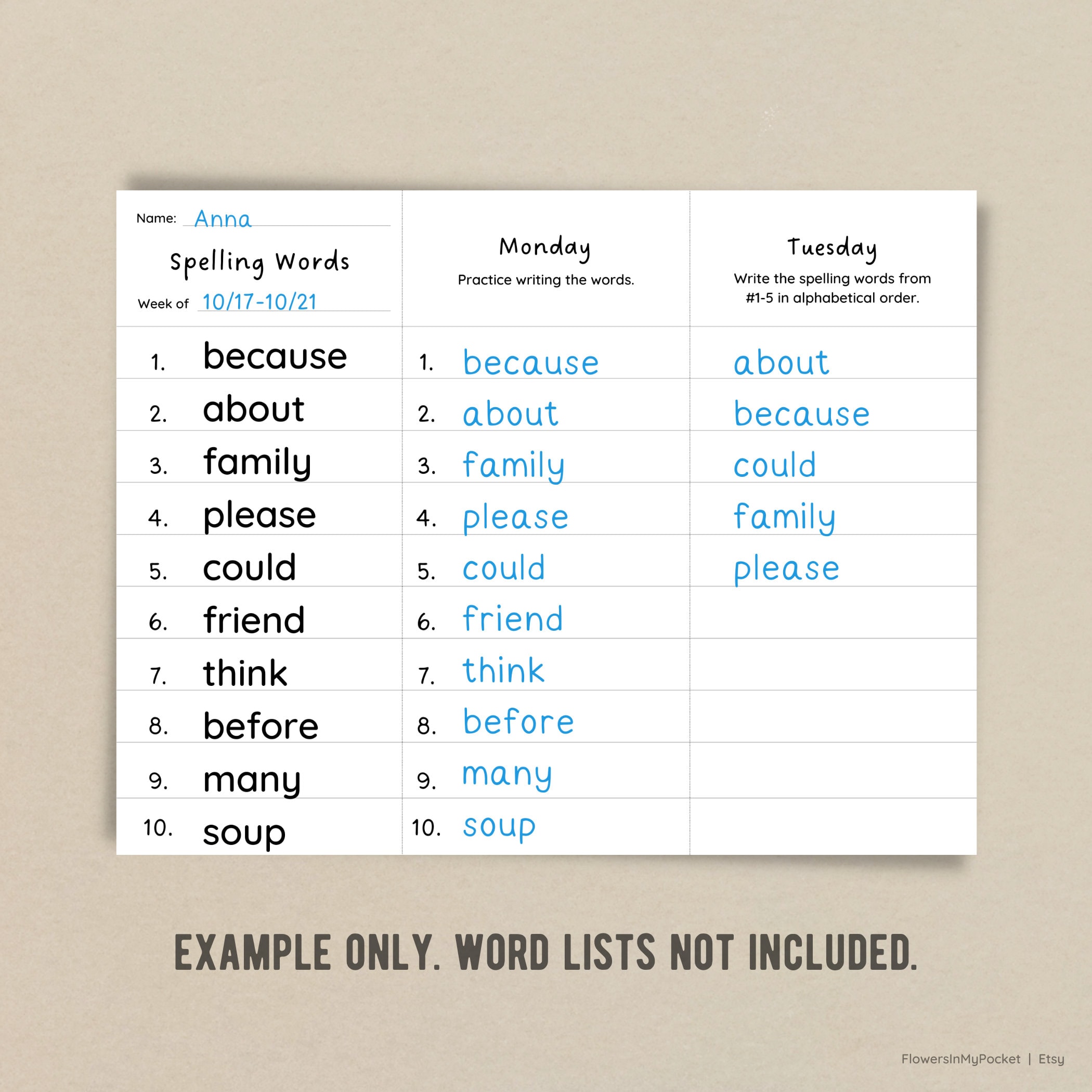 Spelling & Vocabulary Daily Practice With Test Templates - Grades K-4 ...