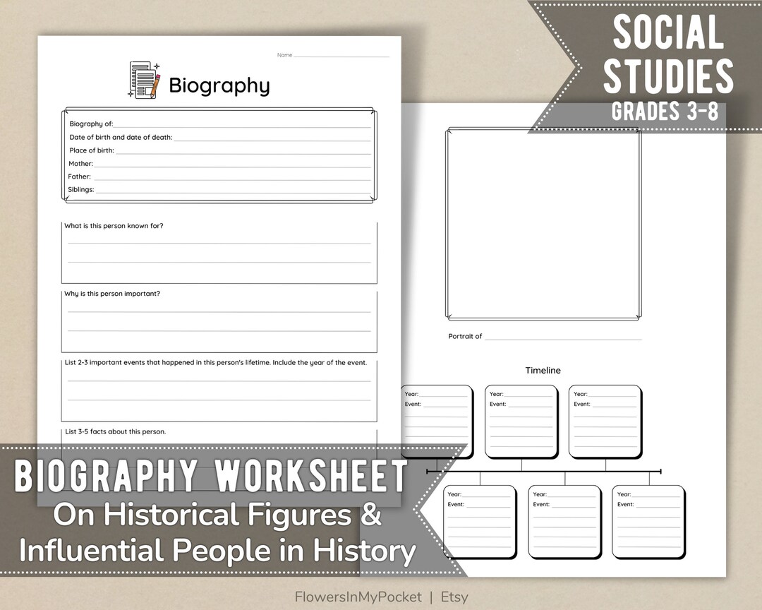Biography Printable Worksheet on Historical Figures and Influential ...
