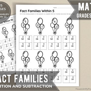 Fact Families Within Ten | 25 Printable Worksheets | Addition ...