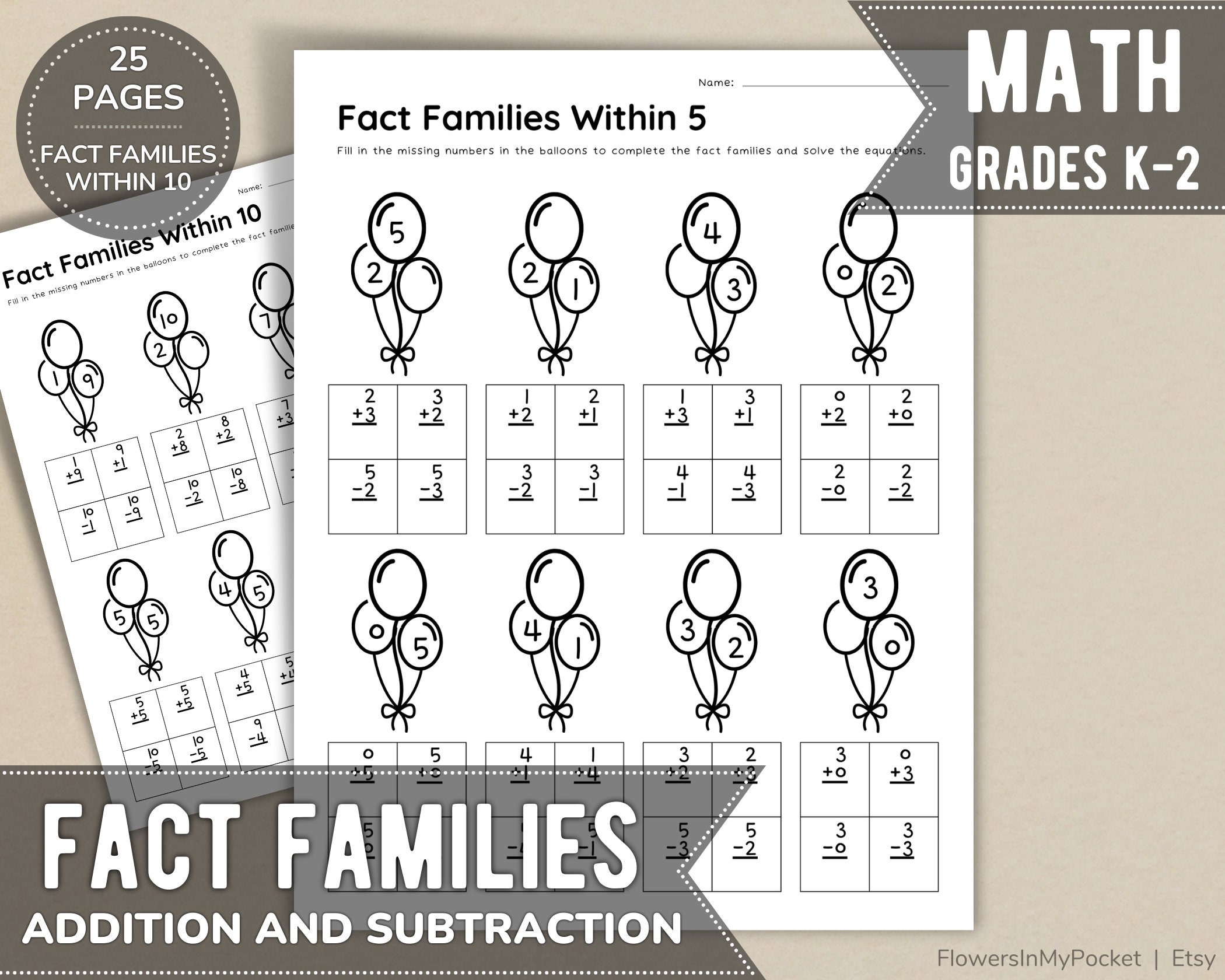 Fact Families Within Ten | 25 Printable Worksheets | Addition ...