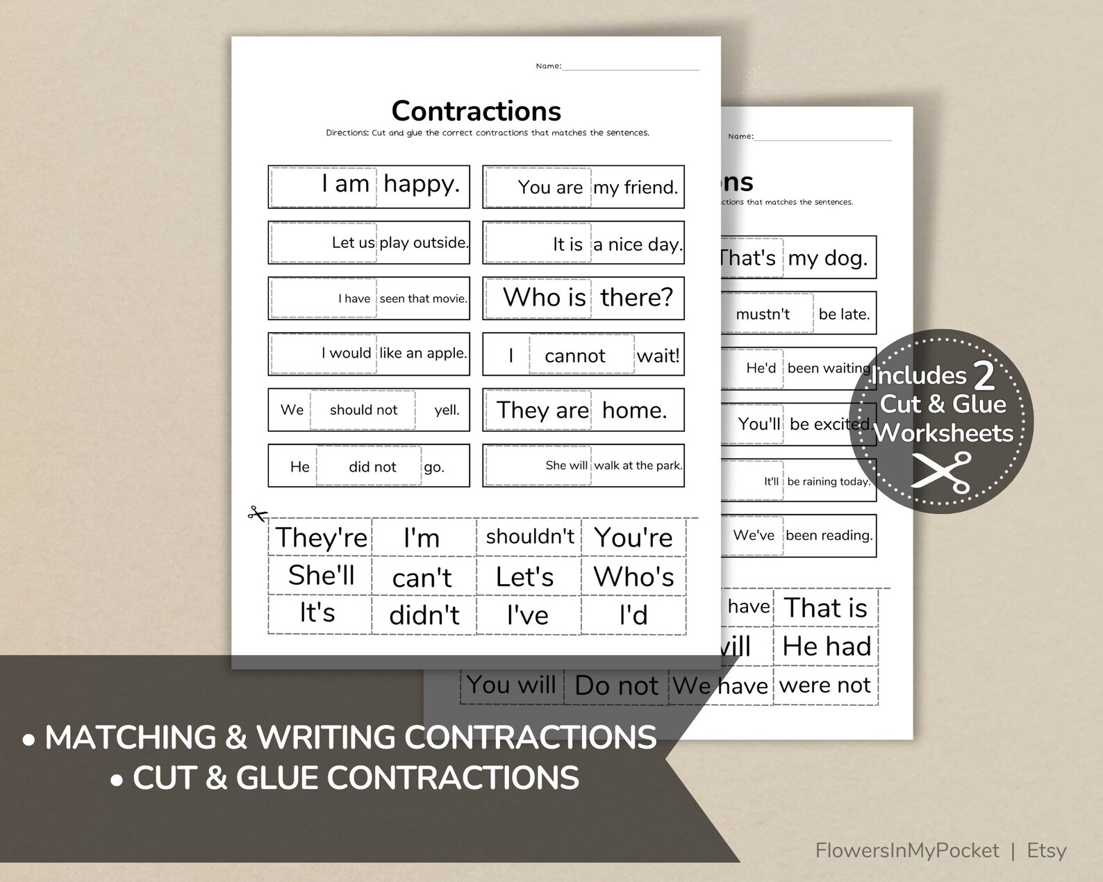 Language Arts - Printable Worksheets on Writing Contractions and ...