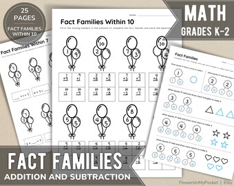 Basic Addition-subtraction Worksheets 10 - Etsy