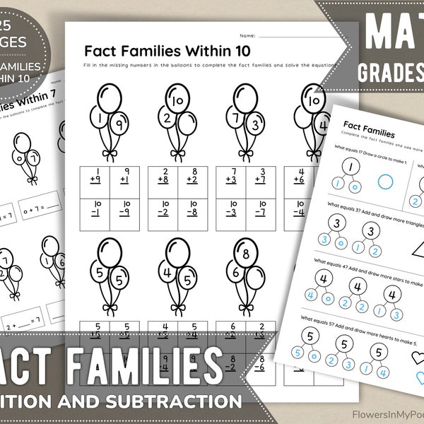 Addition Facts Printable - Etsy
