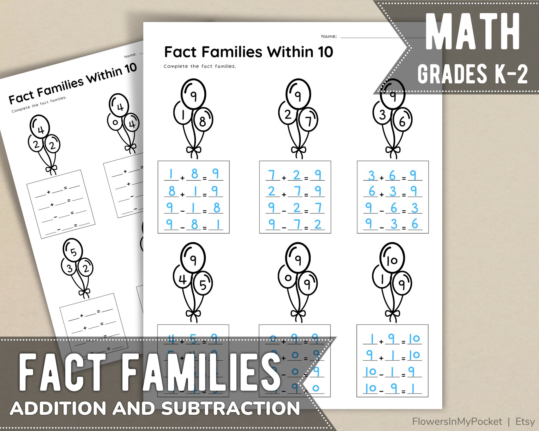 Fact Families Within Ten | 25 Printable Worksheets | Addition ...
