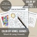 Color by Code - Short & Long Vowels Printable Worksheets | Phonics ...