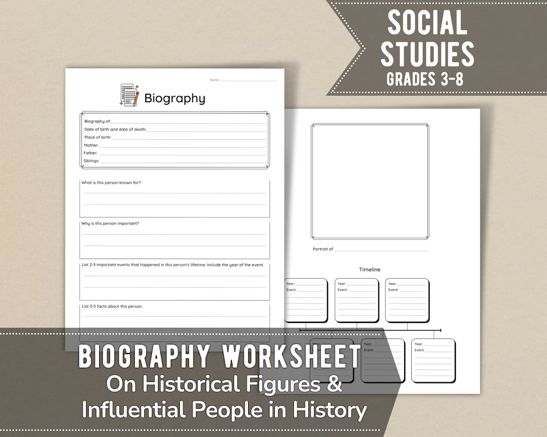 Biography Printable Worksheet on Historical Figures and Influential ...