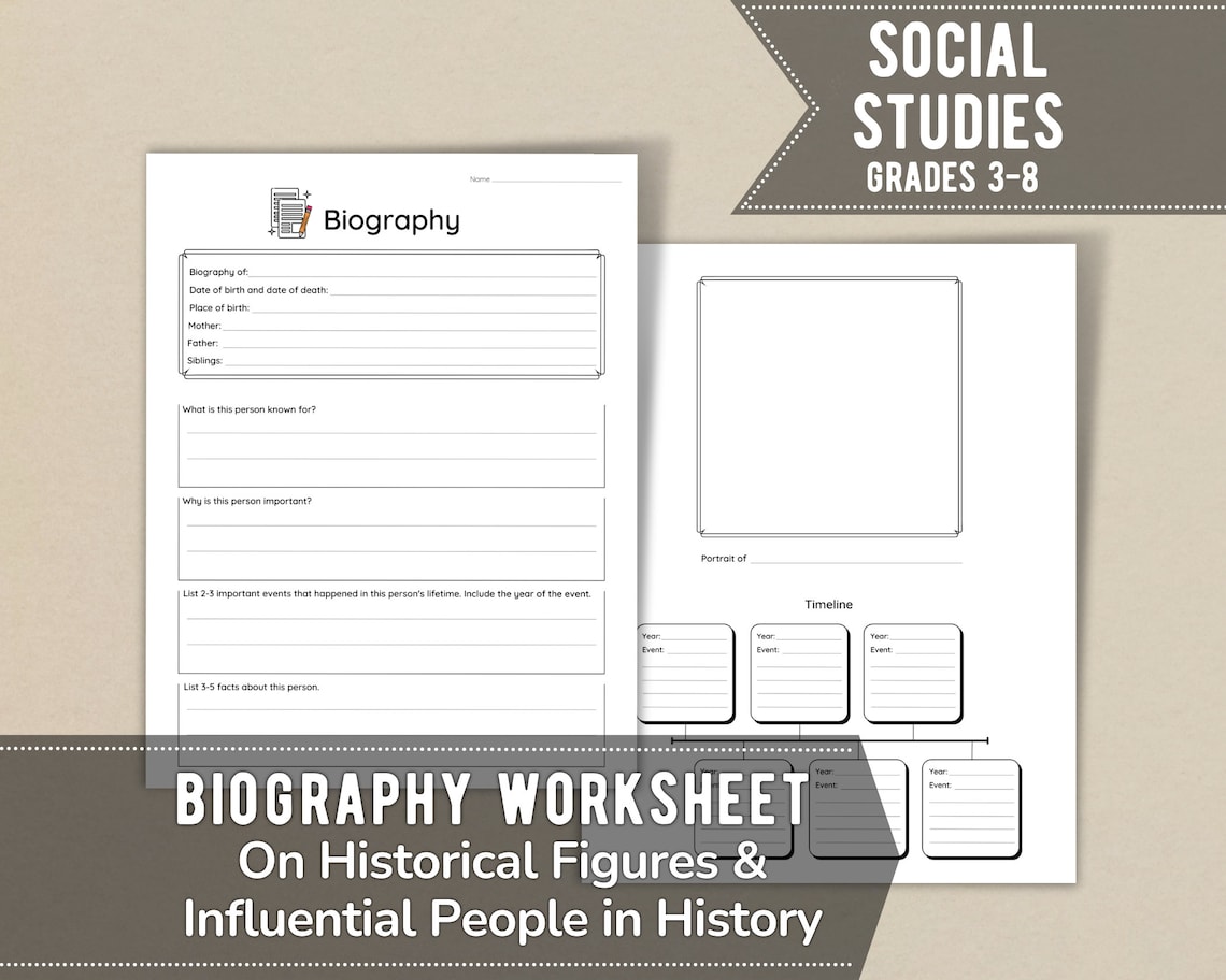 Biography Printable Worksheet on Historical Figures and Influential ...