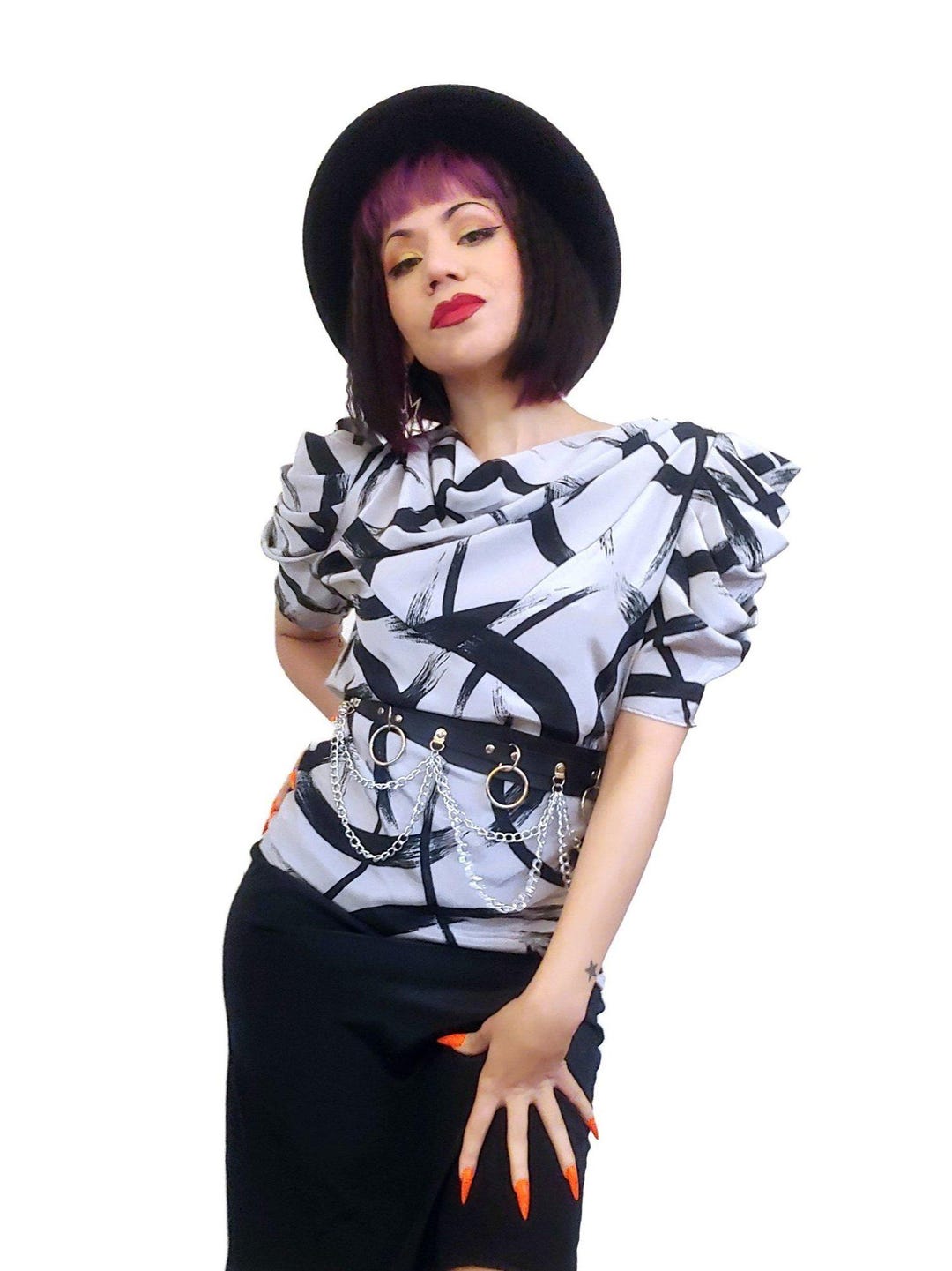 Vintage 1980s New Wave Dress Retro New Wave Fashion Abstract Pattern ...