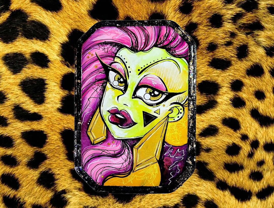 Pink Hair Neon Goth Girl Mini Painting - Etsy Israel