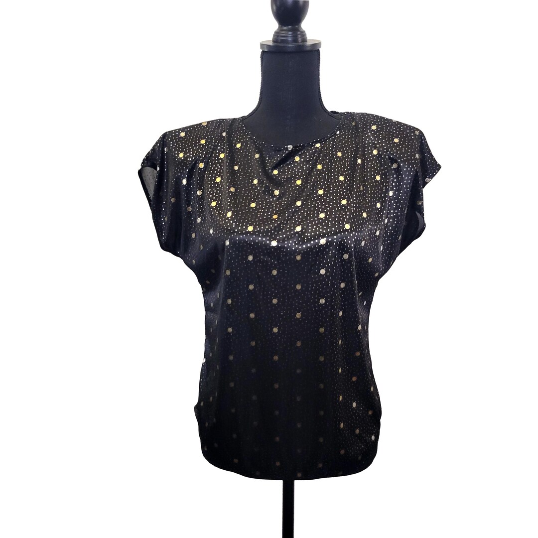 Vintage Black and Gold Disco 1980s Top - Etsy