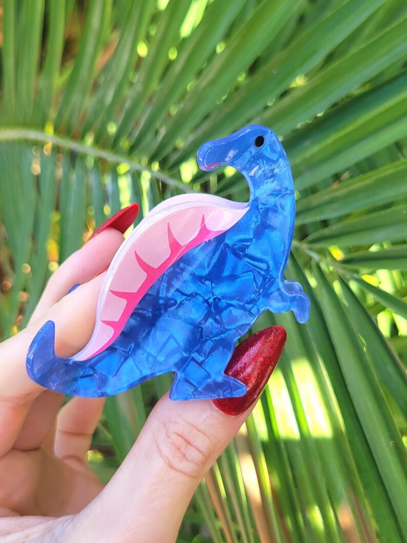 Blue Spinosaurus Hair Clip: Retro Acrylic Dinosaur - Etsy