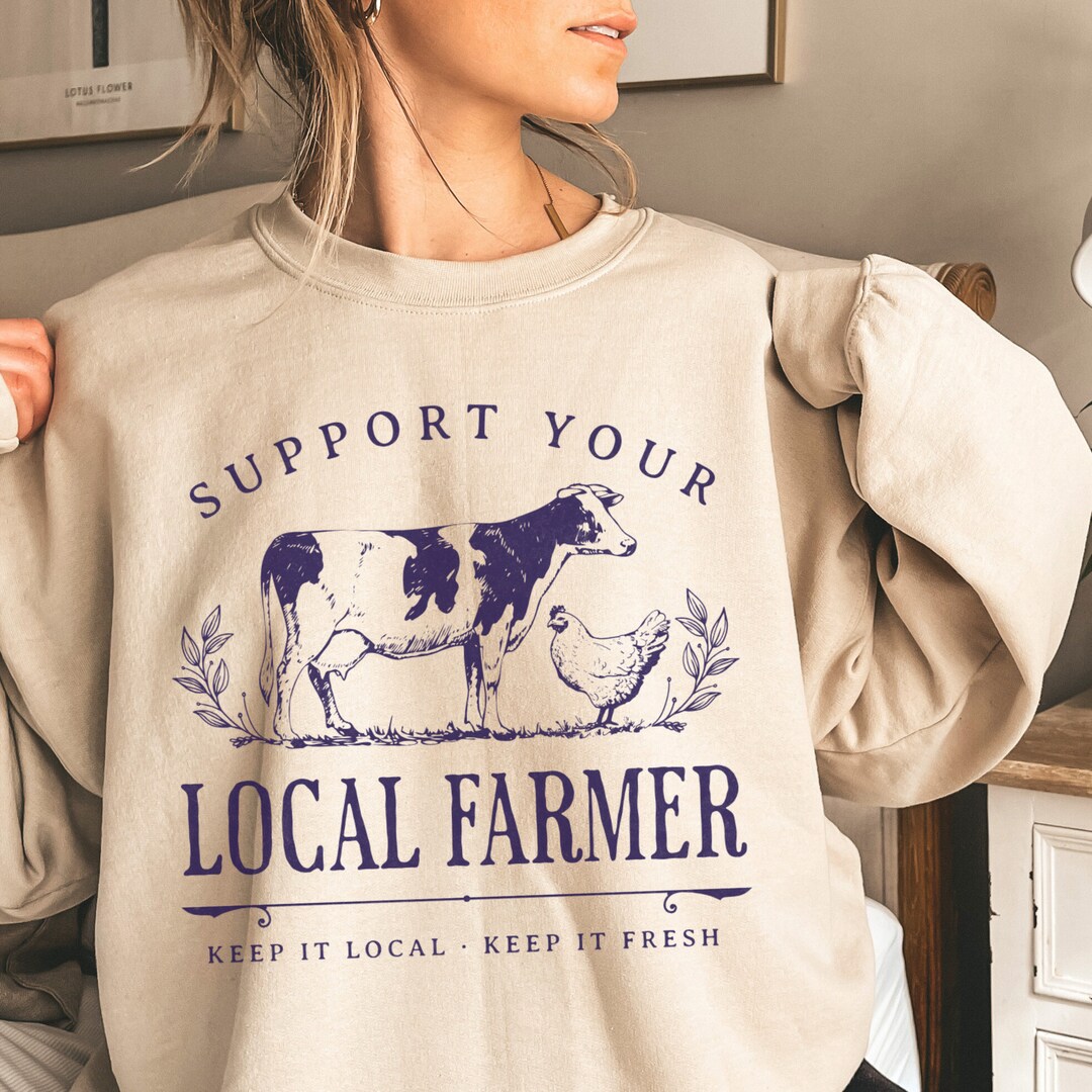 Vintage Farm T-shirt Support Your Local Farmers Sweatshirt Farm Animals ...