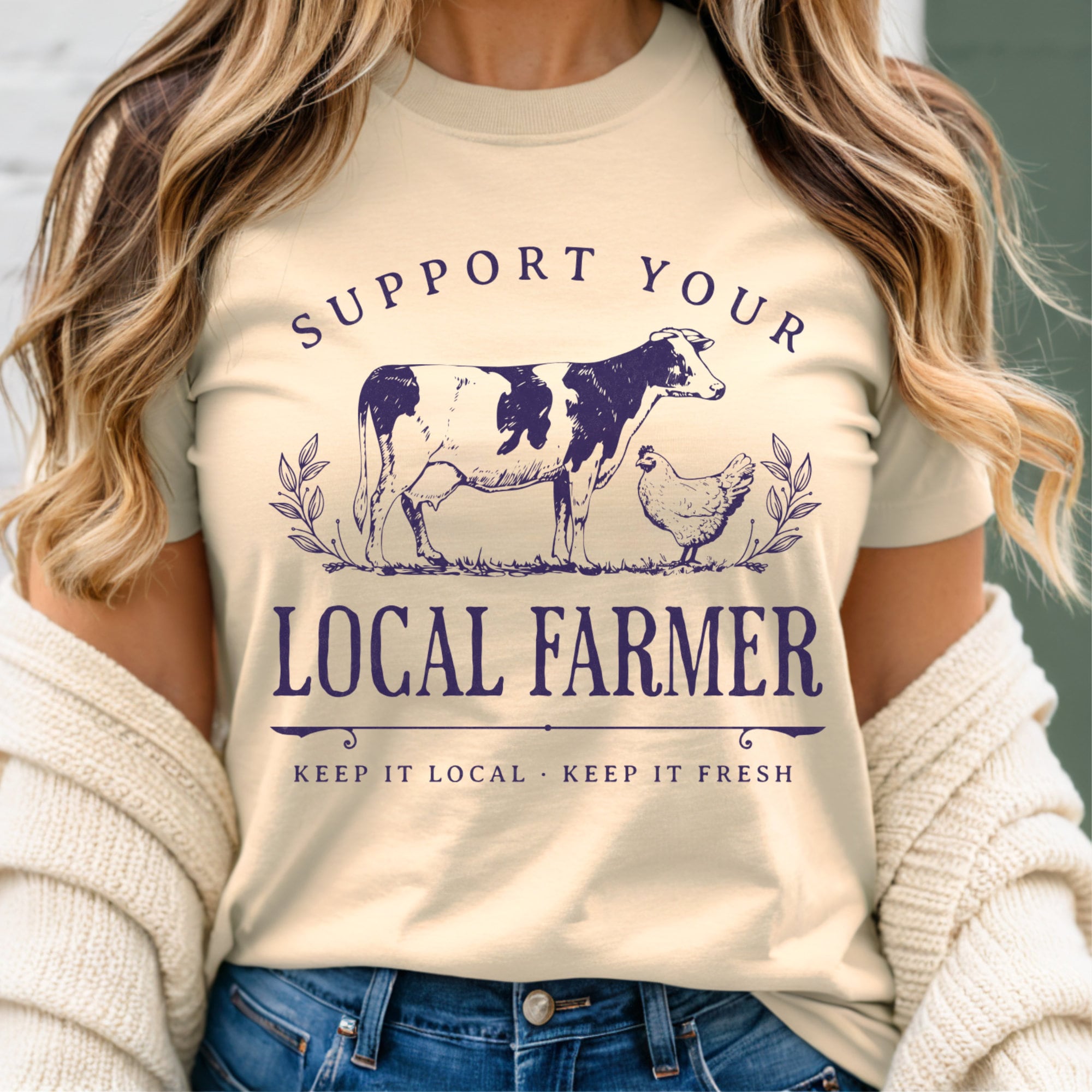 Vintage Farm T-shirt Support Your Local Farmers Sweatshirt Farm Animals ...