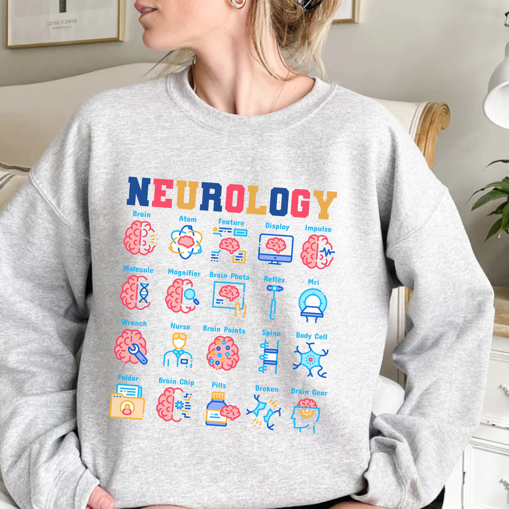 Neurology Sweatshirt Neurology Science Infographic Design Shirt Brain Hoodie Neurologist ...