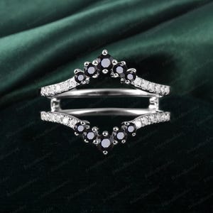 Black Diamond Enhancer Wedding Band Vintage Moissanite Wedding Band ...