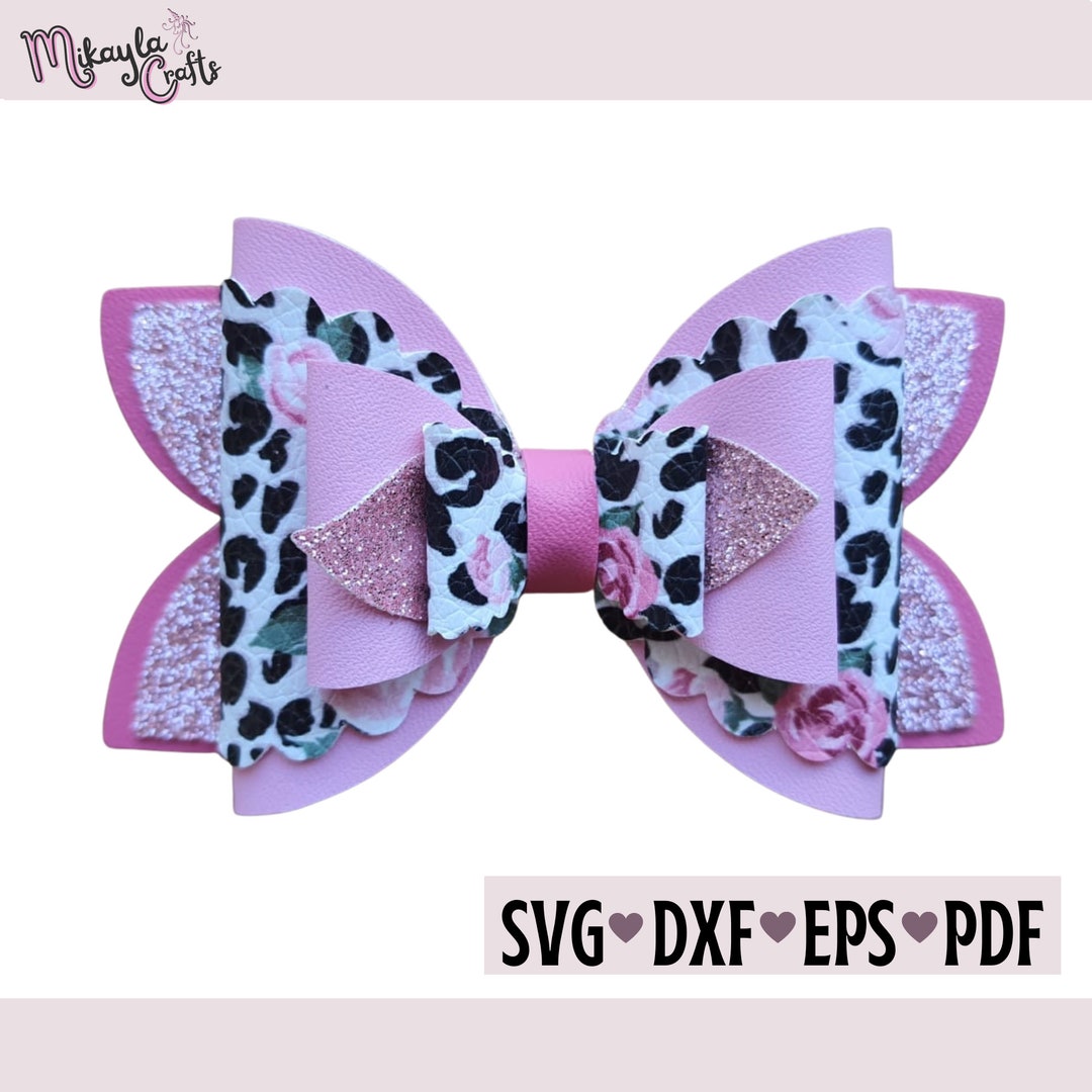 Hair Bow SVG Template, Hair Bow DXF - Hair Bow Template - Silhouette ...
