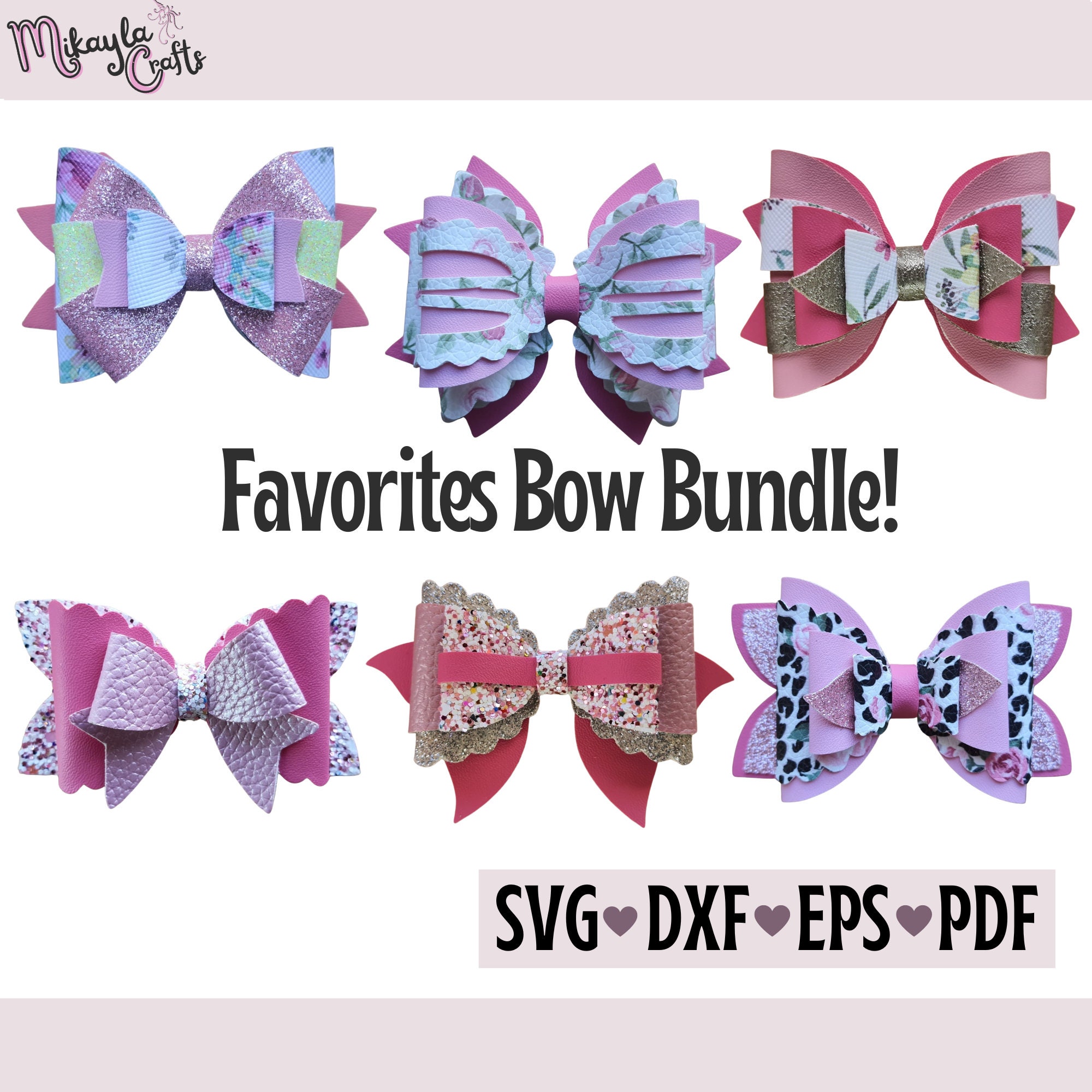 Hair Bow Bundle Bow Template Bow SVG Silhouette Cut Files, Cricut Cut Files, Faux Leather Hair ...