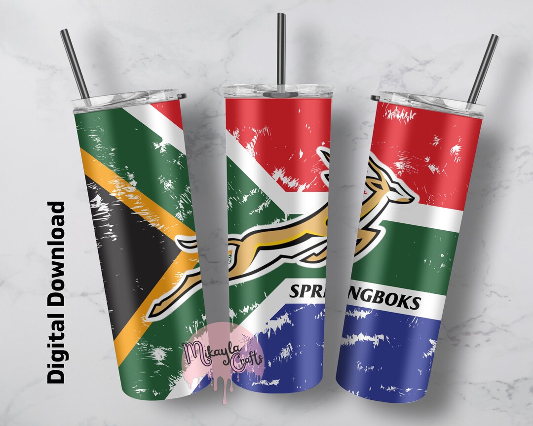 Springbok Rugby Tumbler Wrap, South African Rugby Skinny Tumbler, 200z ...
