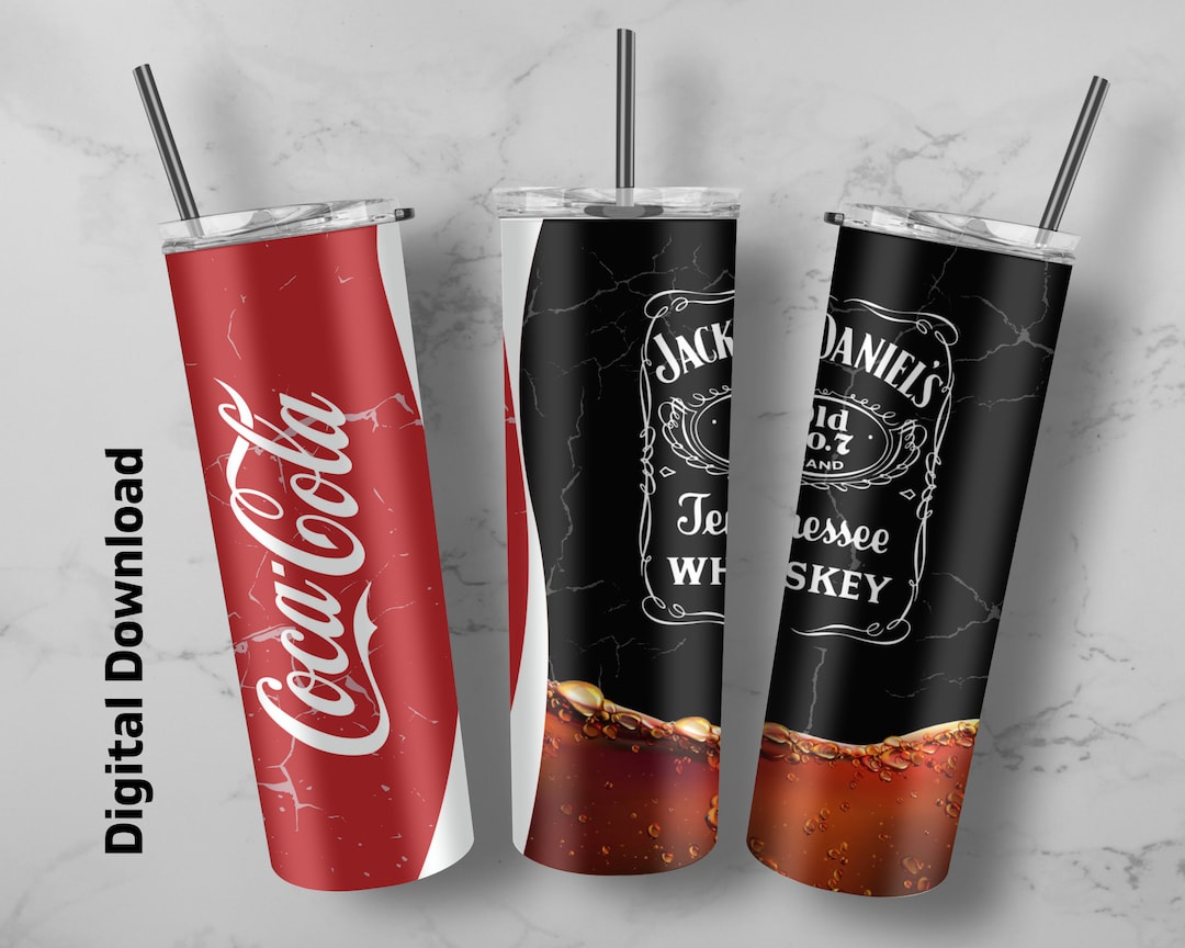 Jack Daniels & Coke Tumbler Wrap: 20oz Skinny Sublimation Design ...