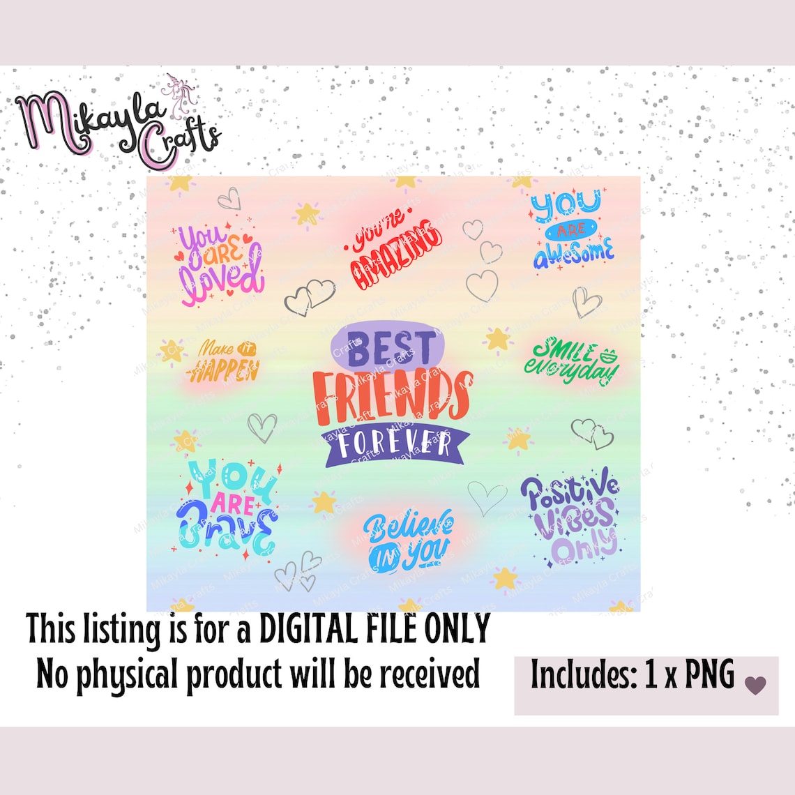 Best Friends Forever Straight Tumbler Wrap, Sublimation Template, 20oz ...