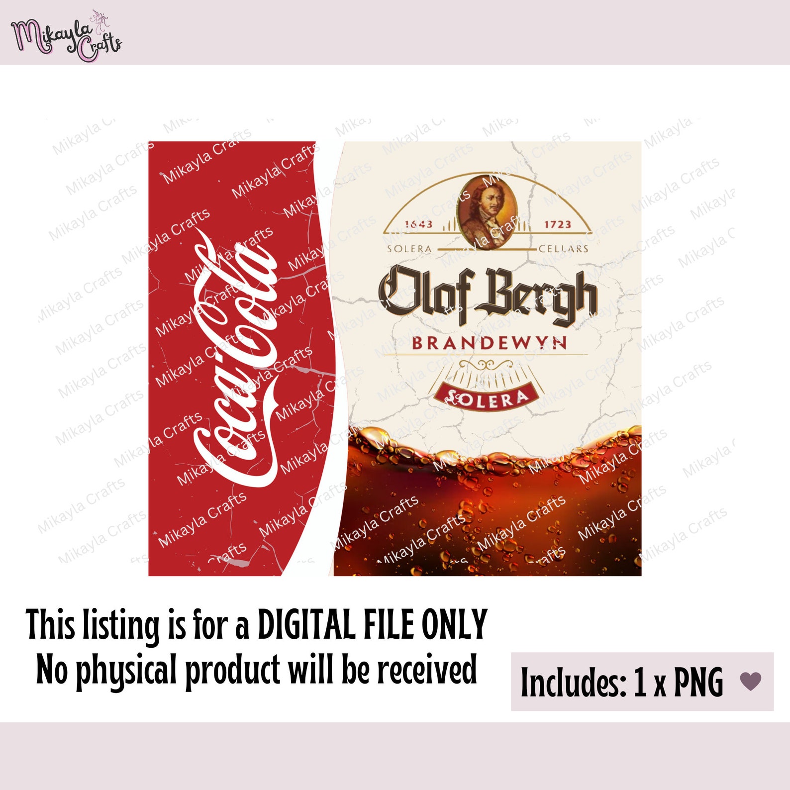 Olof Bergh Brandy & Coke Tumbler Wrap: 20oz Sublimation Design (digital ...