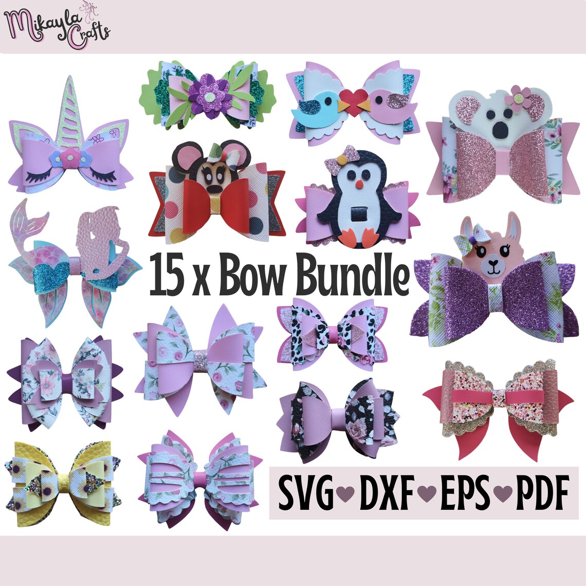 Hair Bow Bundle 15 Hair Bow Templates Silhouette Cut Files - Etsy