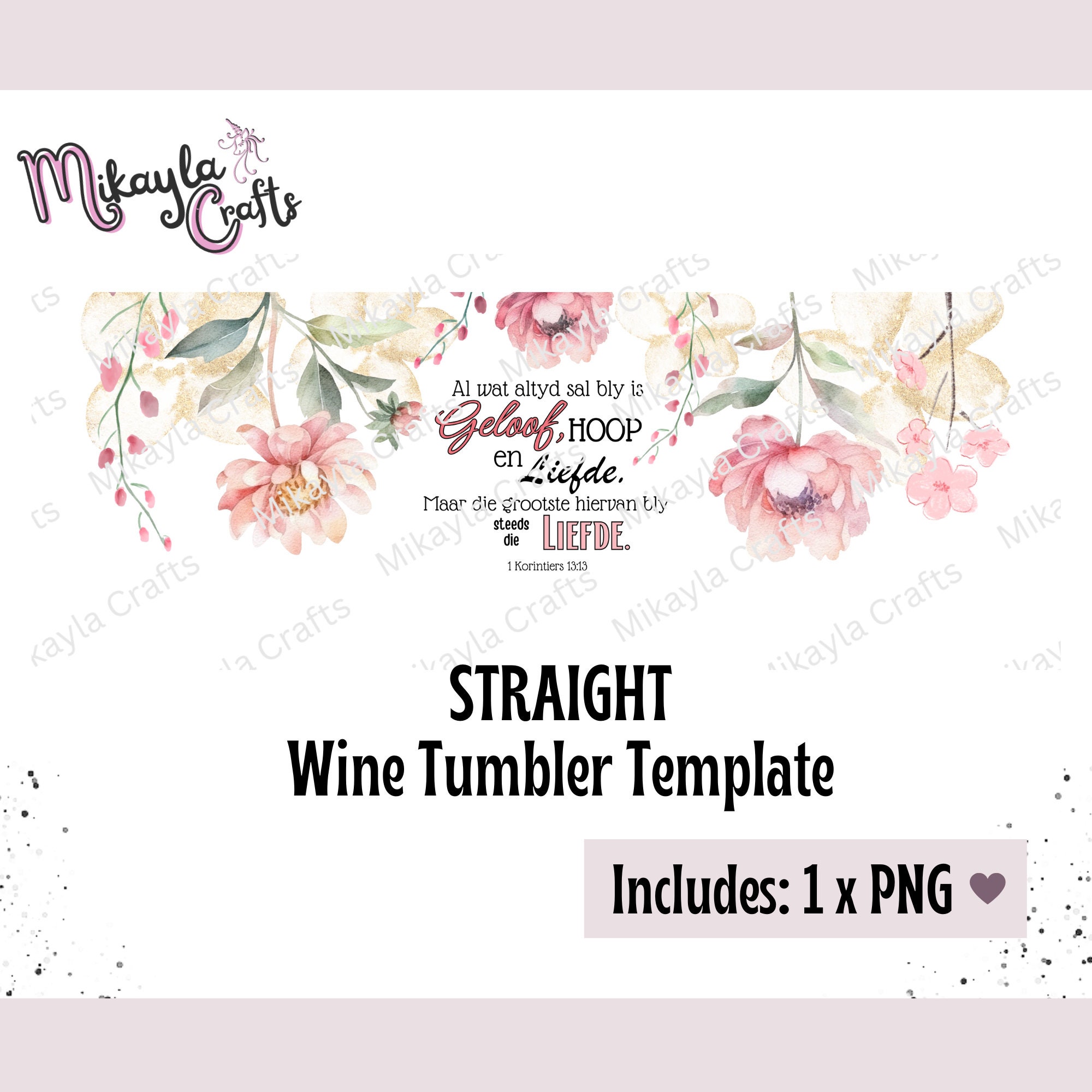 Afrikaans Bible Verse Tumbler Wrap: Floral Wine/gin 12oz (PNG) - Etsy