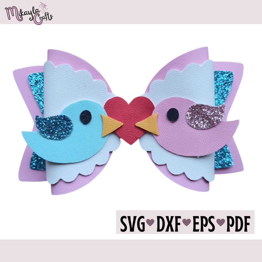 Love Birds Hair Bow SVG Template: Faux Leather Bow File (digital ...