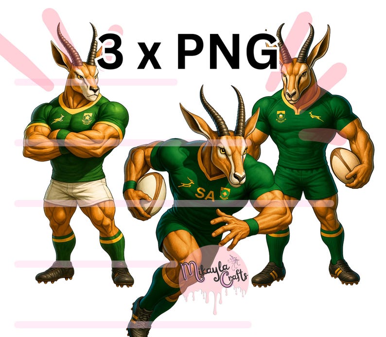 Animated Rugby PNG, South Africa Rugby Supporter Sublimation Print - Etsy