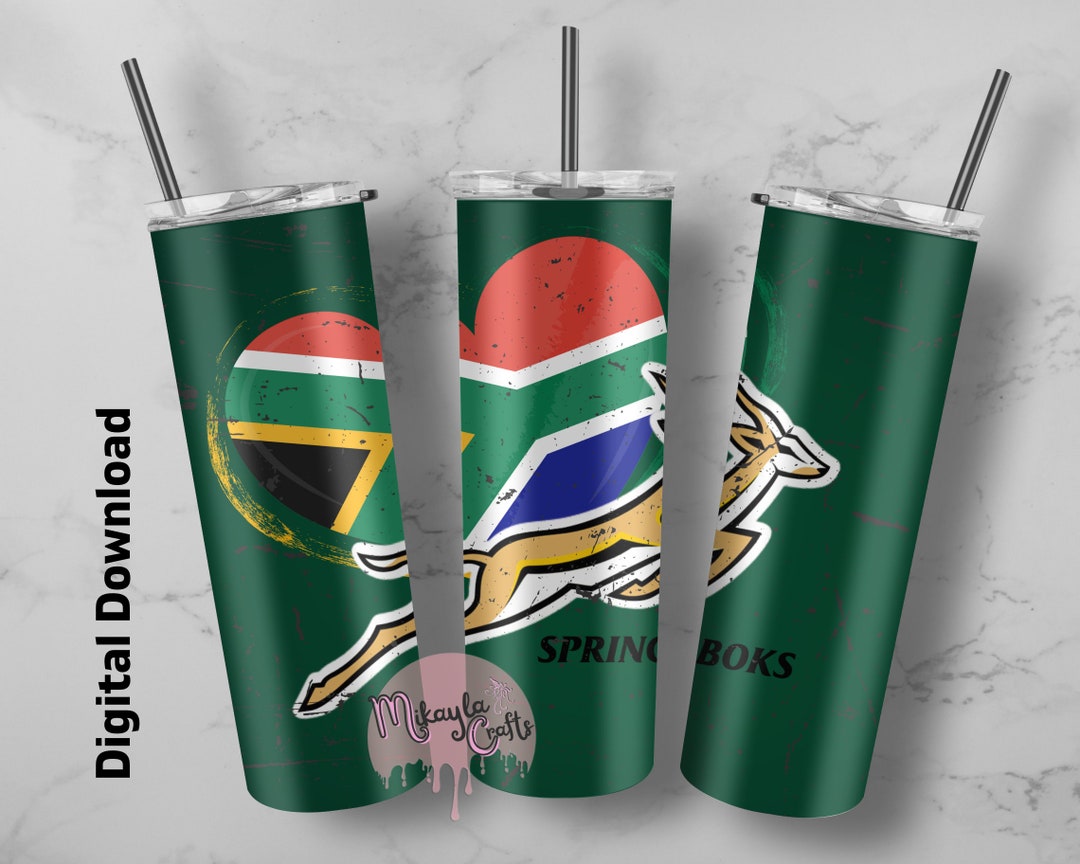 Springbok Tumbler Wrap, South African Rugby Seamless Skinny Tumbler ...