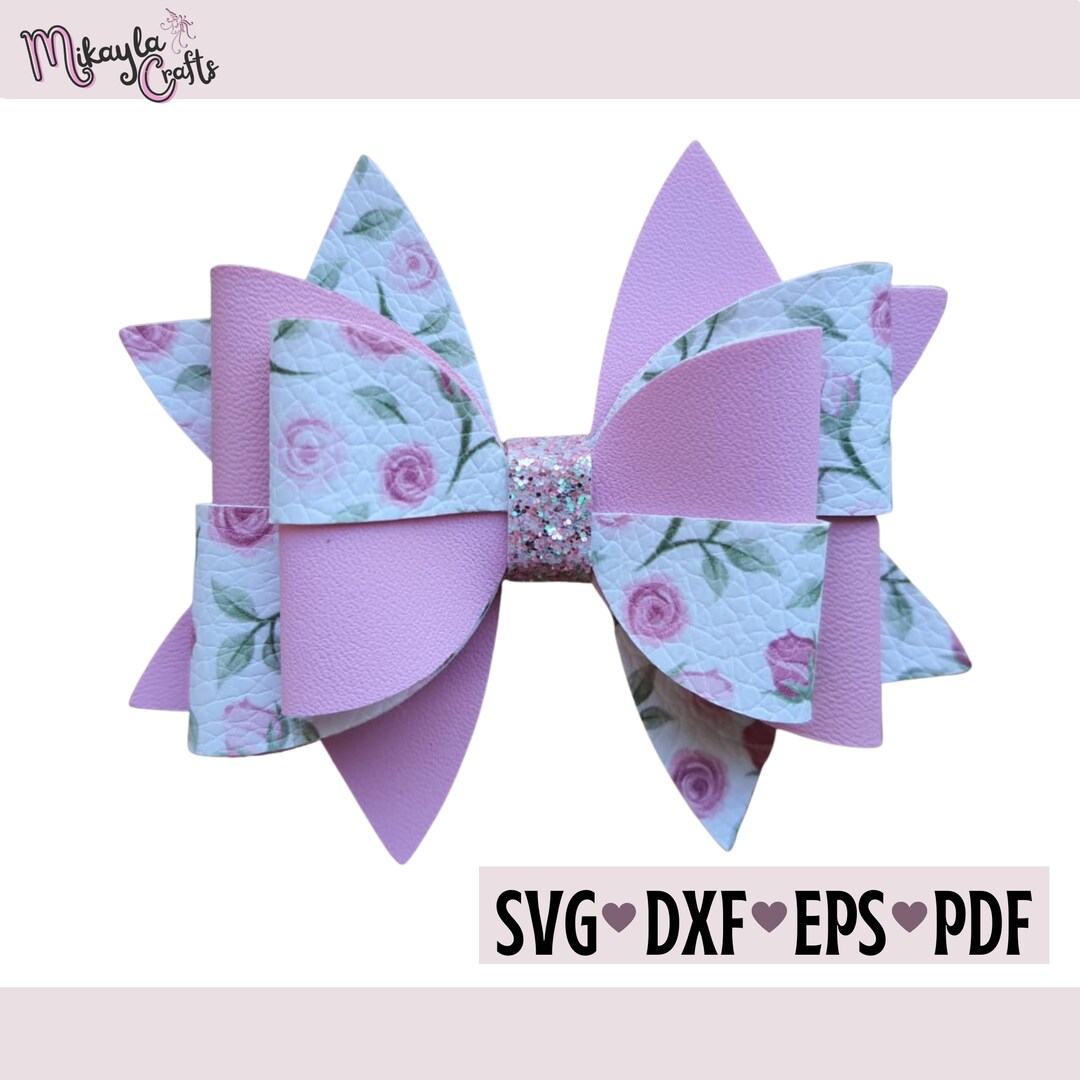 Hair Bow SVG Template, Hair Bow PDF. Hair Bow With Tutorial, Silhouette ...