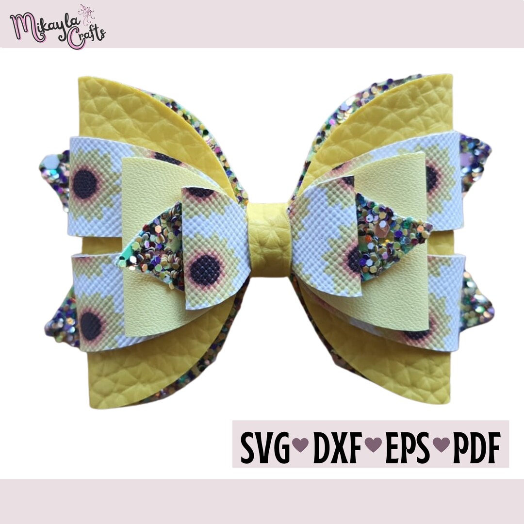 Hair Bow SVG Template, Hair Bow DXF - Hair Bow Template - Silhouette ...