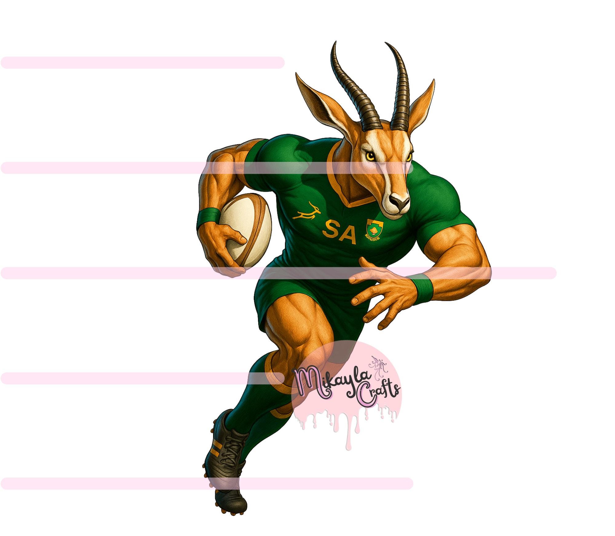 Animated Rugby PNG, South Africa Rugby Supporter Sublimation Print - Etsy