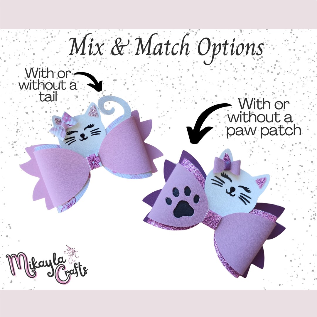 Cat Hair Bow SVG Template, Bow Template Bow SVG, Silhouette Cut Files ...