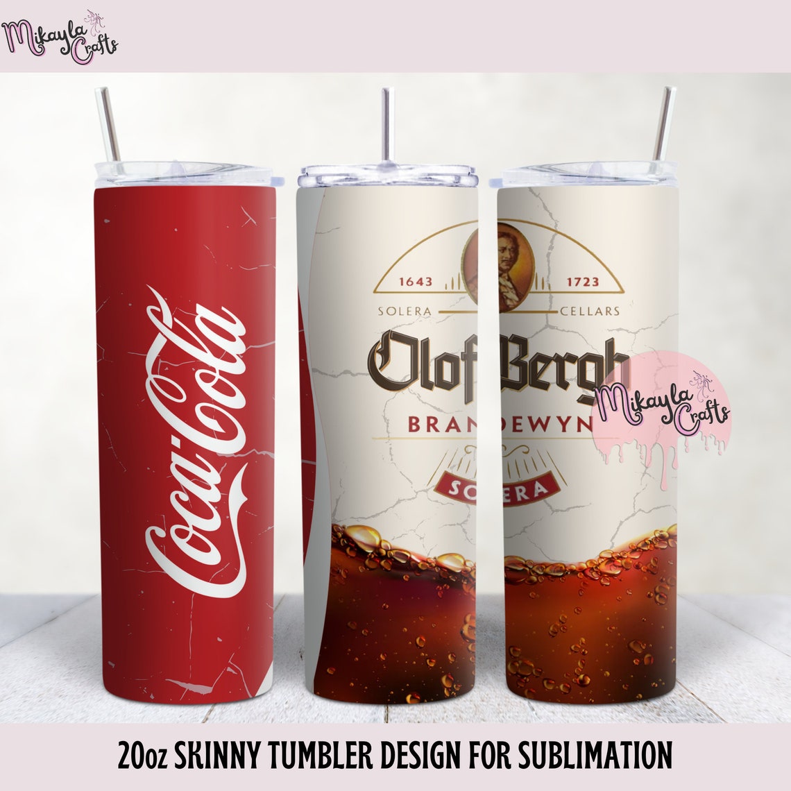 Olof Bergh Brandy & Coke Tumbler Wrap: 20oz Sublimation Design (digital ...