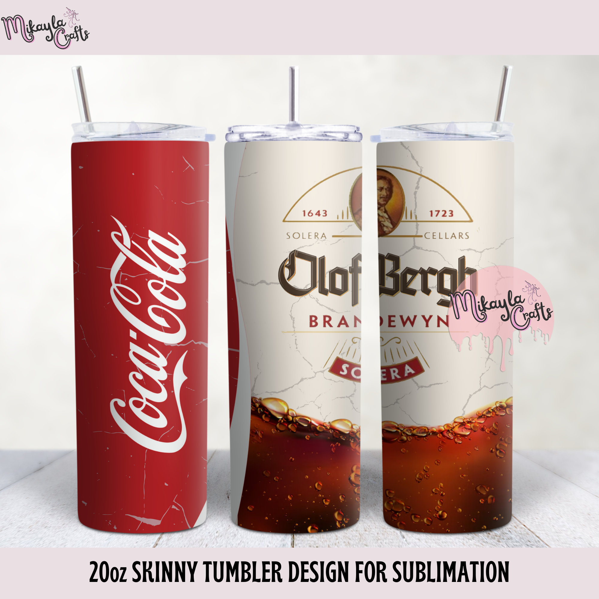 Olof Bergh Brandy & Coke Tumbler Wrap: 20oz Sublimation Design (digital ...