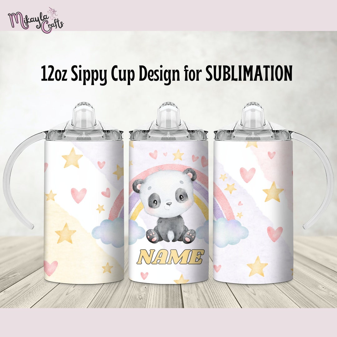 Cute Panda Sippy Cup Sublimation Design Template, Tumbler Wrap ...
