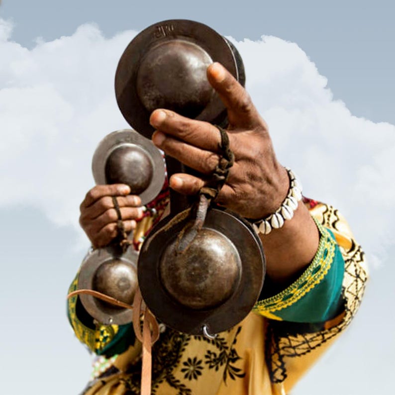 Gnawa Metal Castanets | Moroccan Qraqeb | Hand-forged Percussion ...