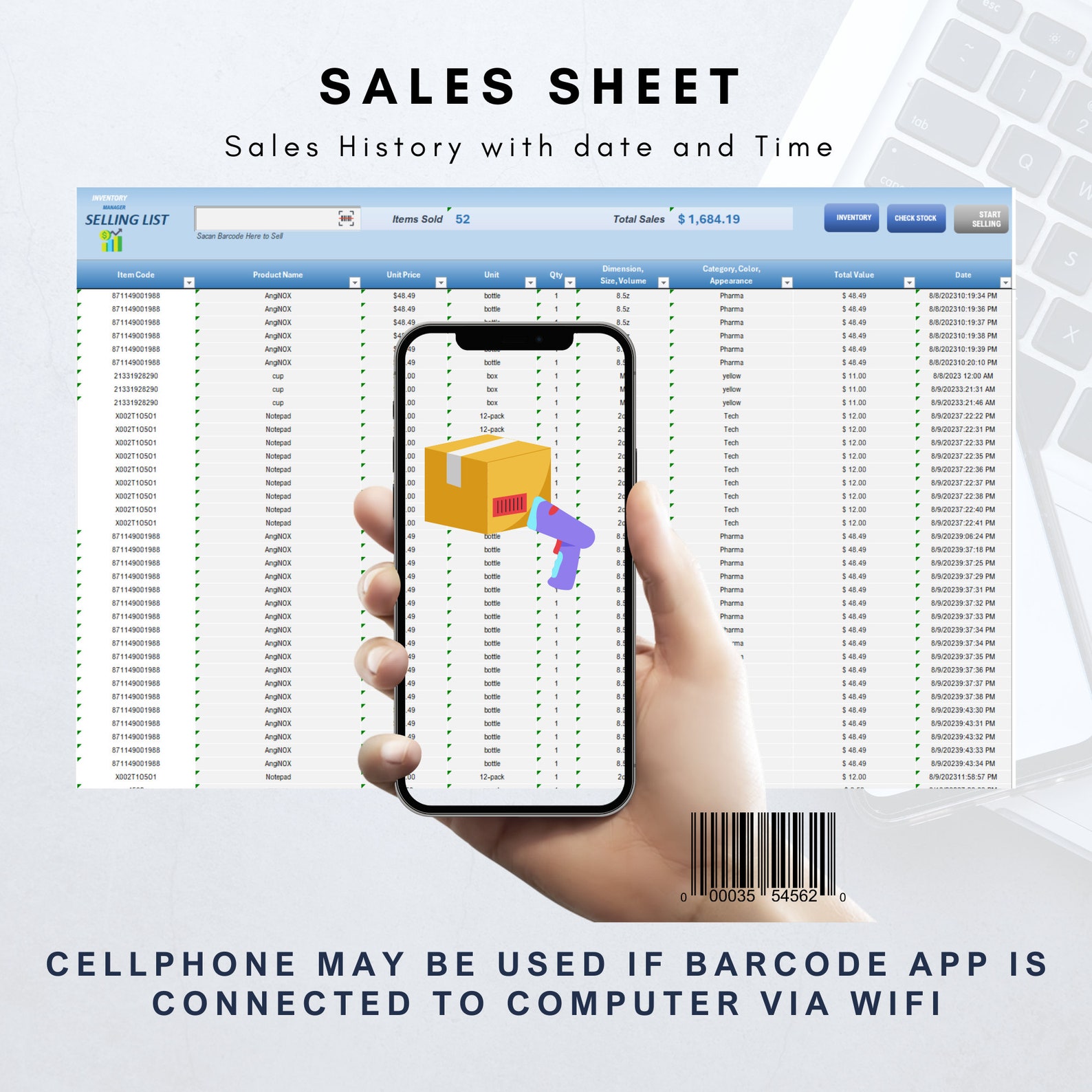 Inventory Tracker Spreadsheet: Barcode Sales, Parts Shop Management ...