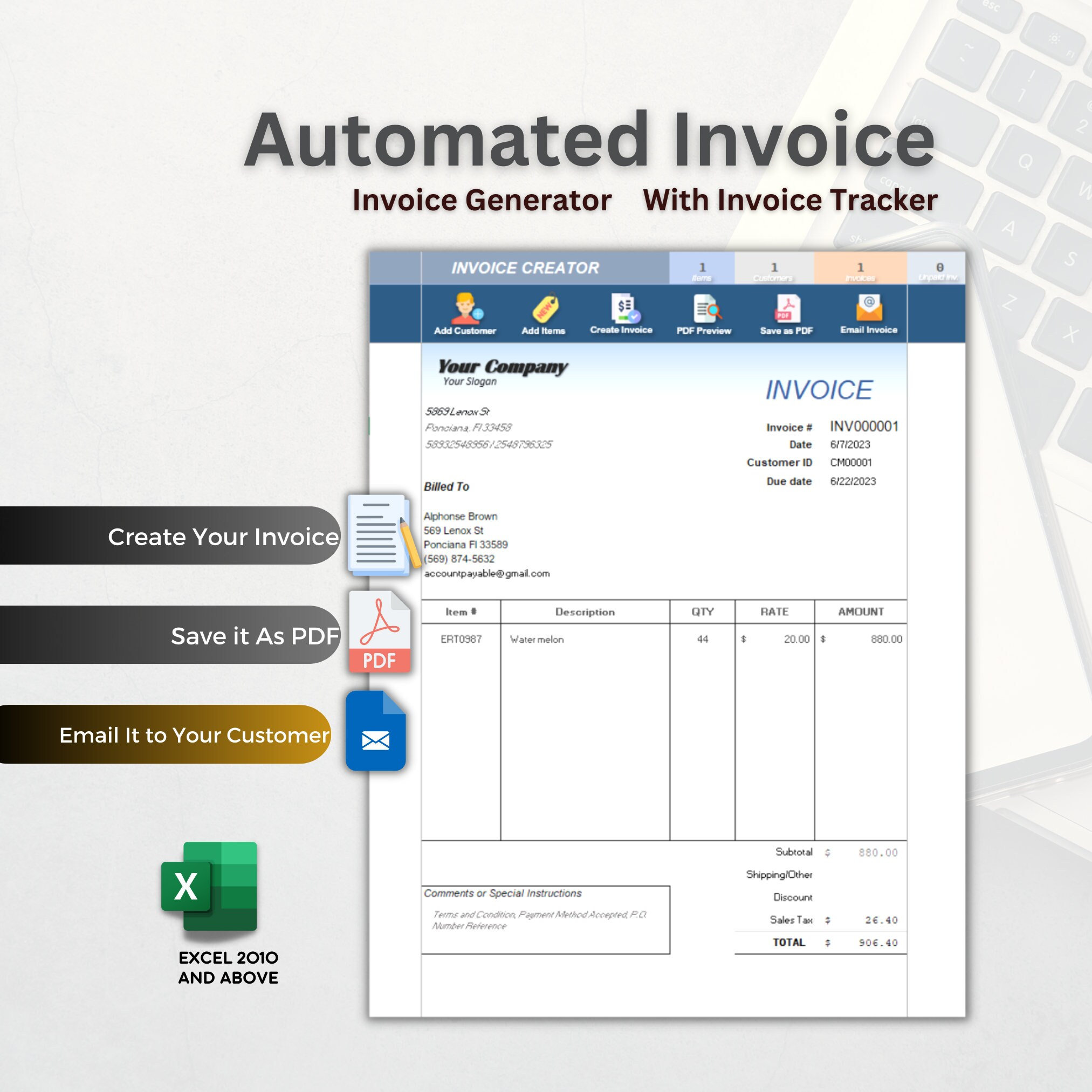Invoice Creator Manager, Invoice Tracker Spreadsheet, Invoice Template ...